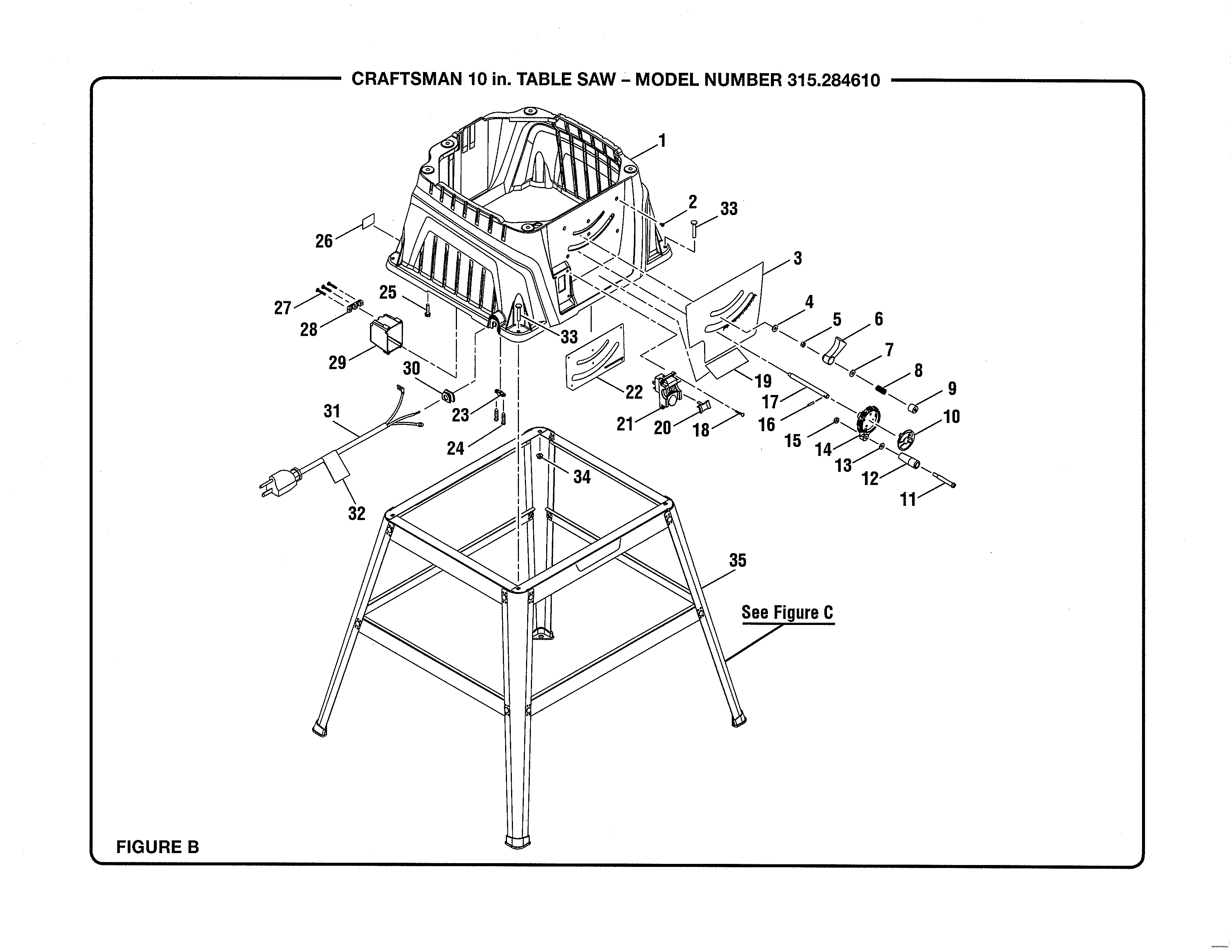 Page - 13 Official Craftsman 315284610 table saw parts | Sears PartsDirect