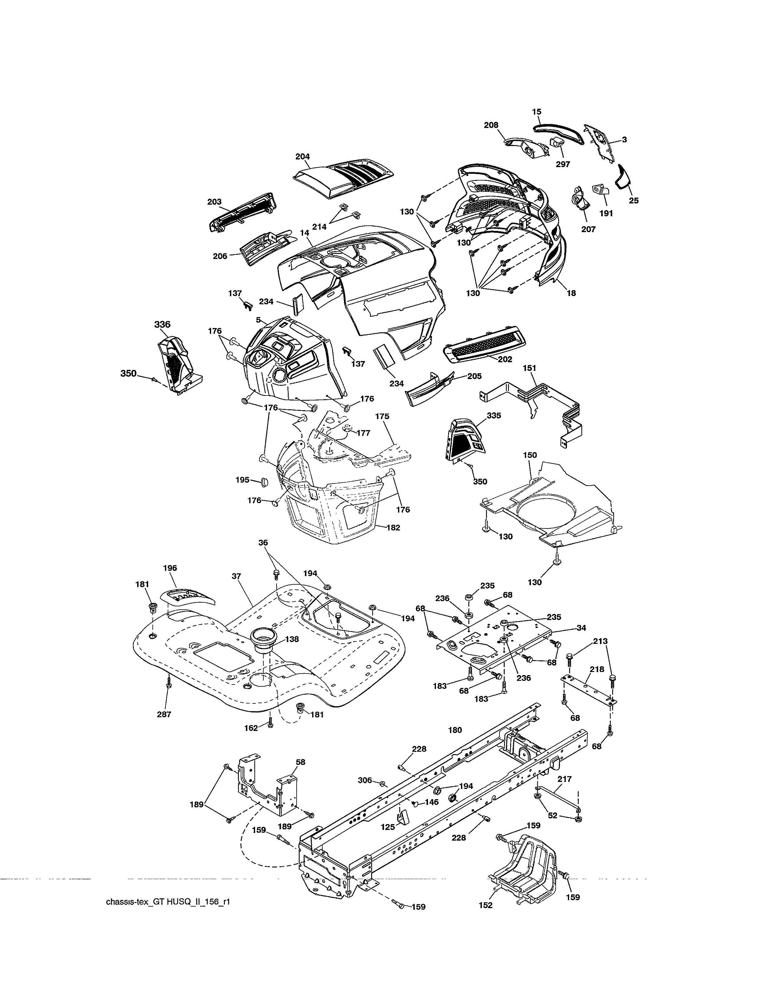 Official Husqvarna YTH18542-960430172 front-engine lawn tractor parts ...