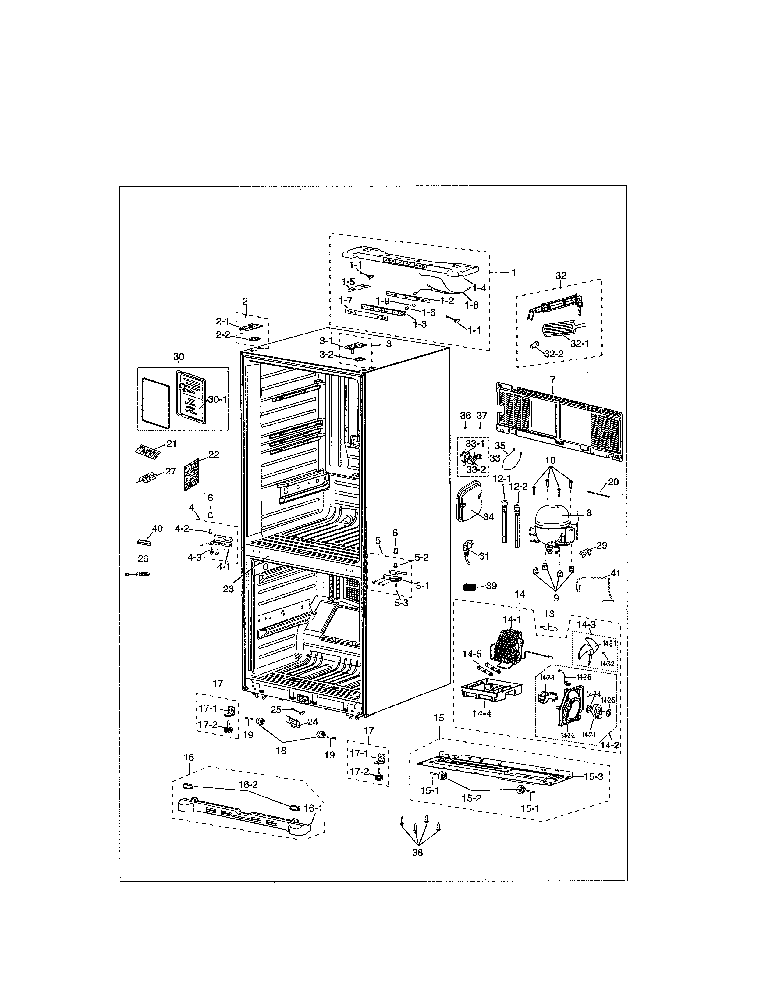 Official Samsung RF18HFENBSG/US-00 bottom-mount refrigerator parts ...