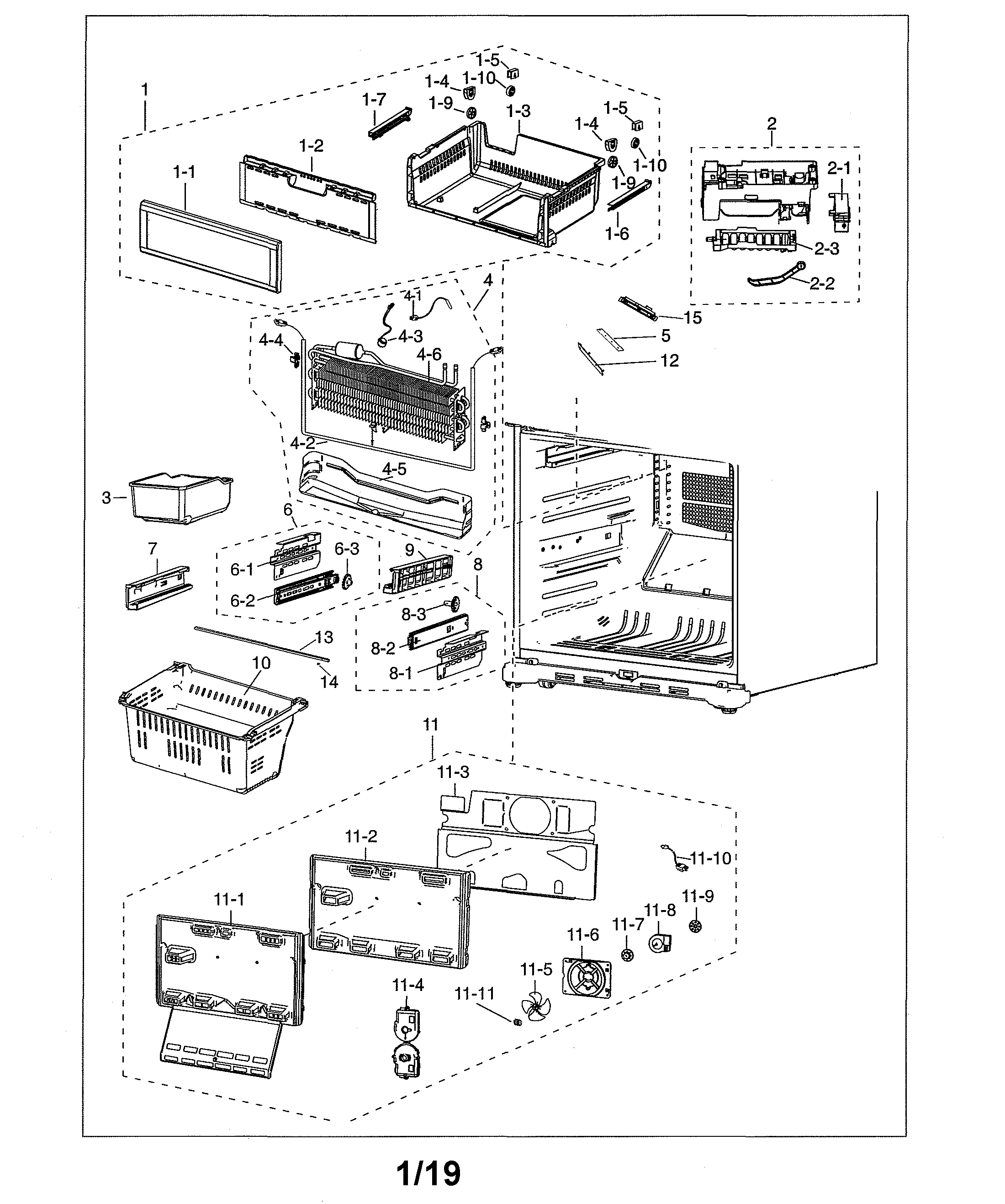 Official Samsung RF18HFENBSR/US-00 bottom-mount refrigerator parts ...