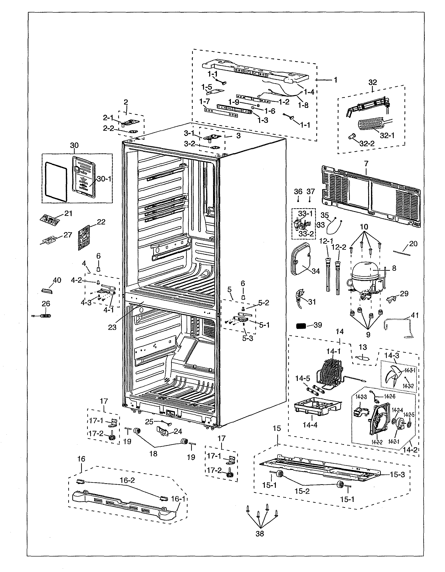 Official Samsung RF18HFENBSR/US-00 bottom-mount refrigerator parts ...