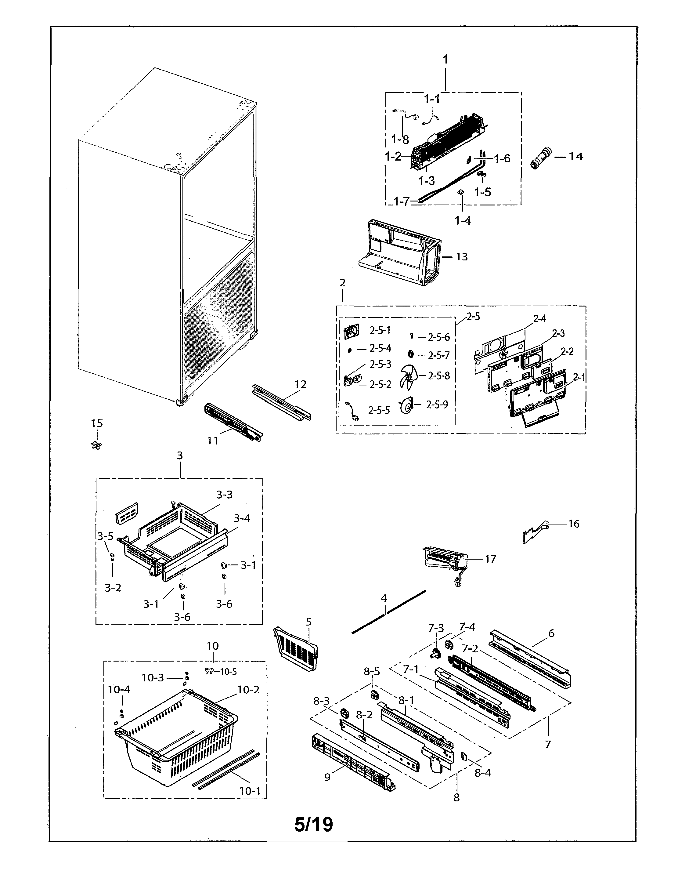 Official Samsung RF263BEAESG/AA-04 bottom-mount refrigerator parts ...