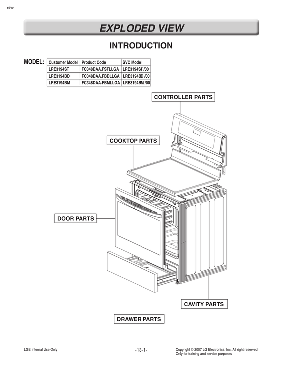 Official LG LRE3194BD/00 electric range parts | Sears PartsDirect