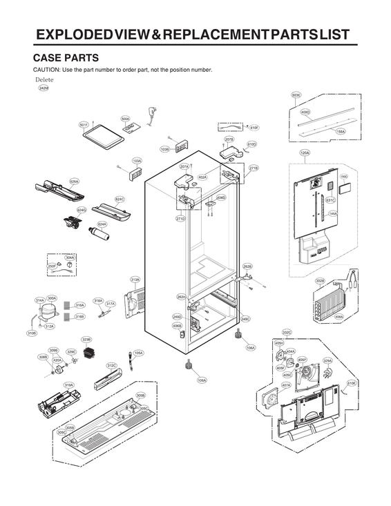 Official LG LFXC22596S/01 bottom-mount refrigerator parts | Sears ...
