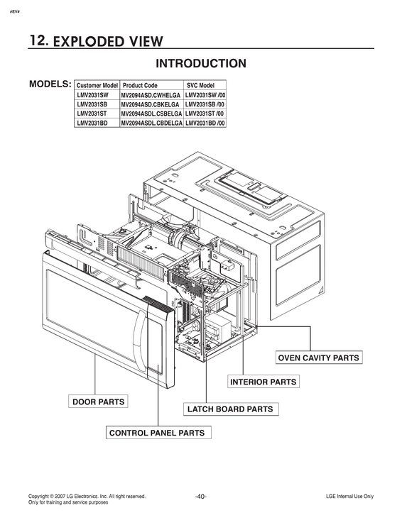 Official LG LMV2031SS/00 microwave/hood combo parts | Sears PartsDirect