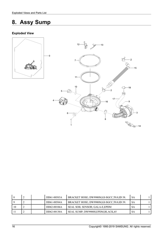 Official Samsung DW80R9950UG/AA-01 dishwasher parts | Sears PartsDirect