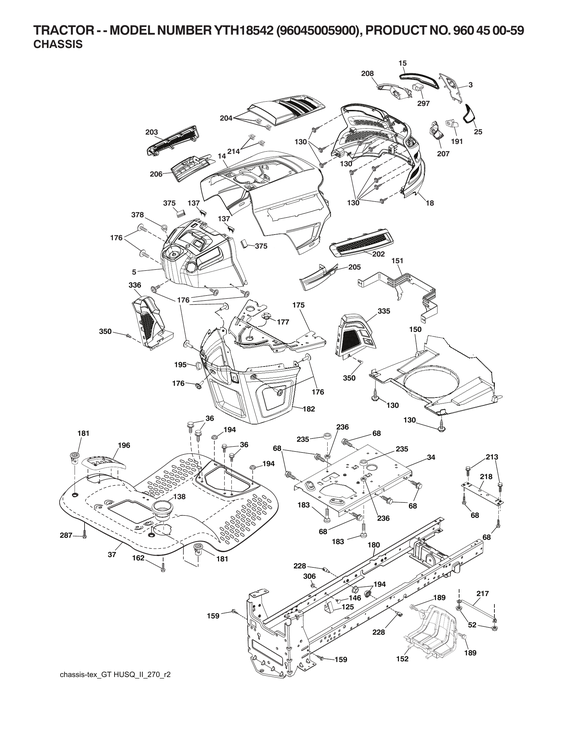 Official Husqvarna YTH18542-96045005900 front-engine lawn tractor parts ...