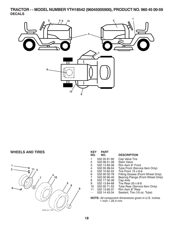 Official Husqvarna YTH18542-96045005900 front-engine lawn tractor parts ...