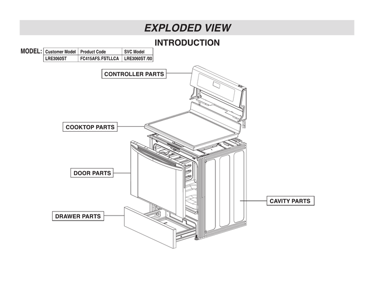 Official LG LRE3060ST/00 electric range parts | Sears PartsDirect