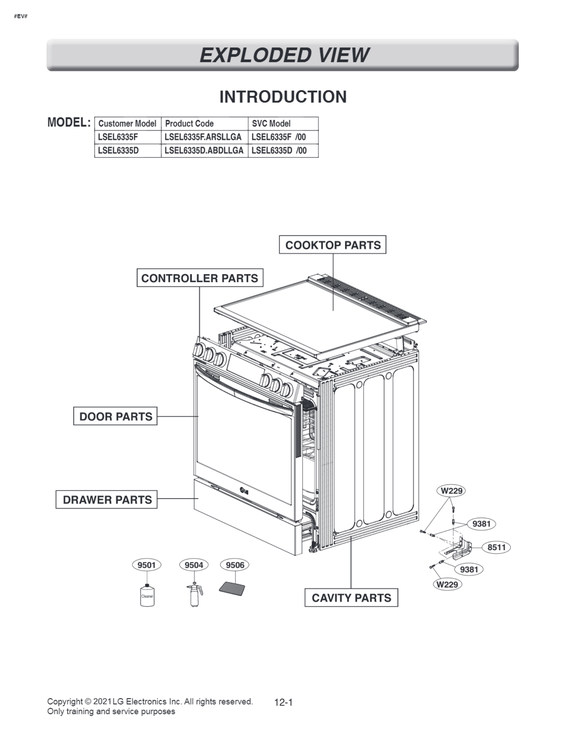 Official LG LSEL6335F/00 electric range parts | Sears PartsDirect