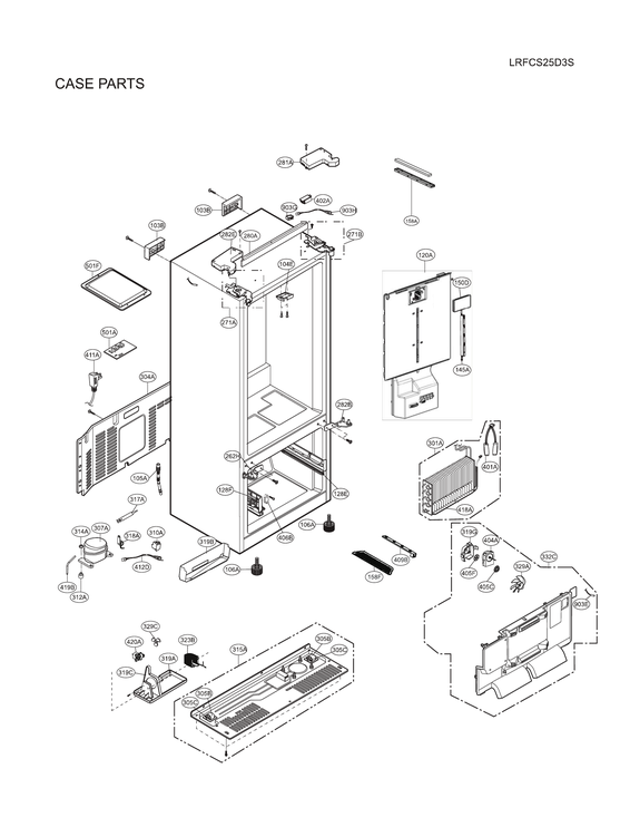Official LG LRFCS25D3S/00 bottom-mount refrigerator parts | Sears ...
