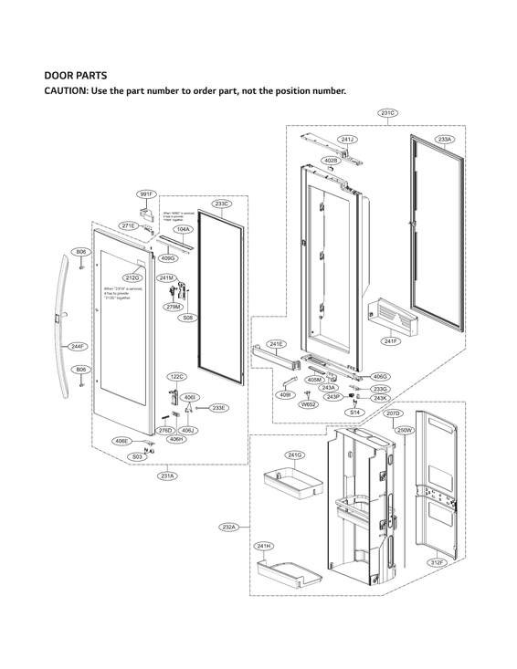 Official LG SRFVC2406S/00 bottom-mount refrigerator parts | Sears ...