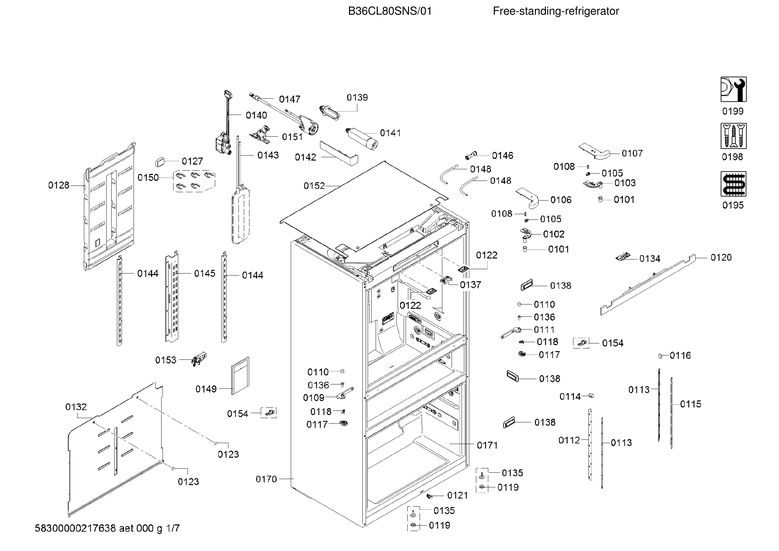 Official Bosch B36CL80SNS/01 bottom-mount refrigerator parts | Sears ...