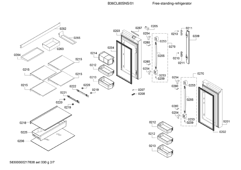 Official Bosch B36CL80SNS/01 bottom-mount refrigerator parts | Sears ...