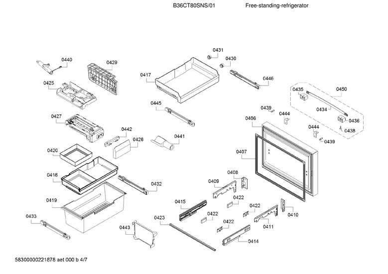 Official Bosch B36CT80SNS/01 bottom-mount refrigerator parts | Sears ...