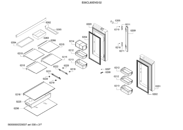 Official Bosch B36CL80ENS/02 bottom-mount refrigerator parts | Sears ...