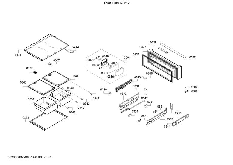 Official Bosch B36CL80ENS/02 bottom-mount refrigerator parts | Sears ...