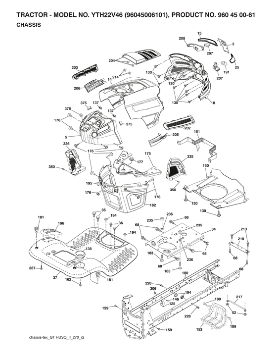 Husqvarna YTH22V46-96045006101 front-engine lawn tractor Parts ...