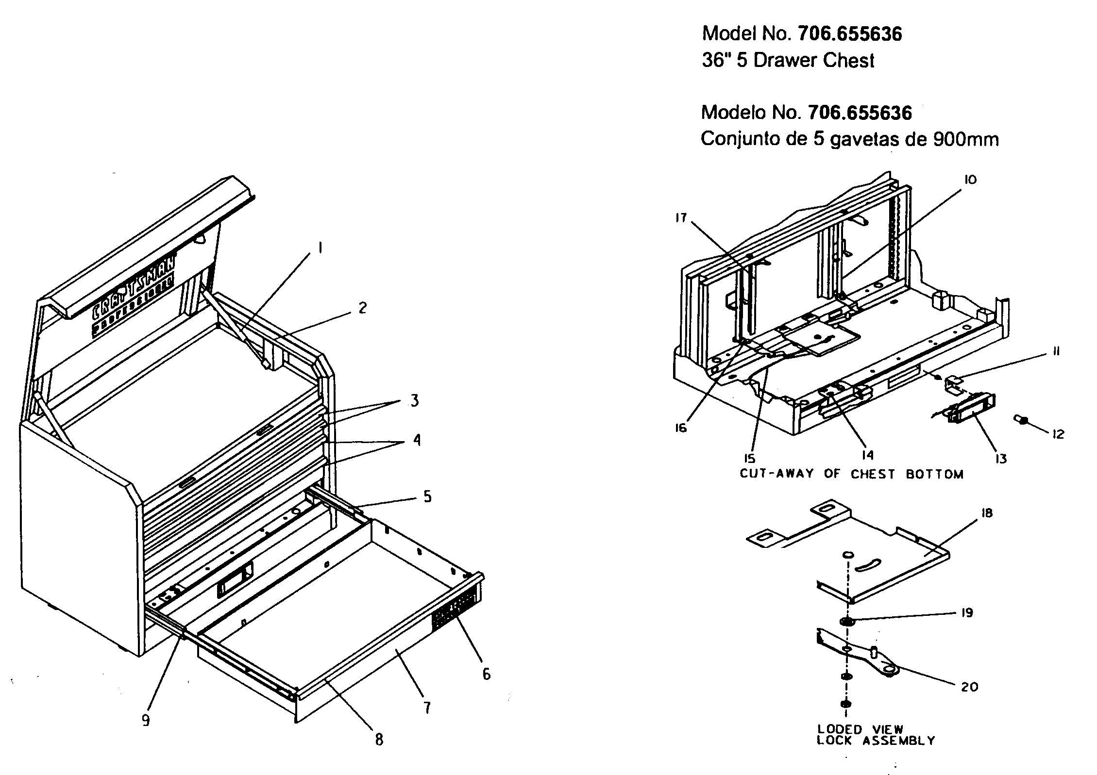Official Craftsman 706655636 tool chest parts | Sears PartsDirect
