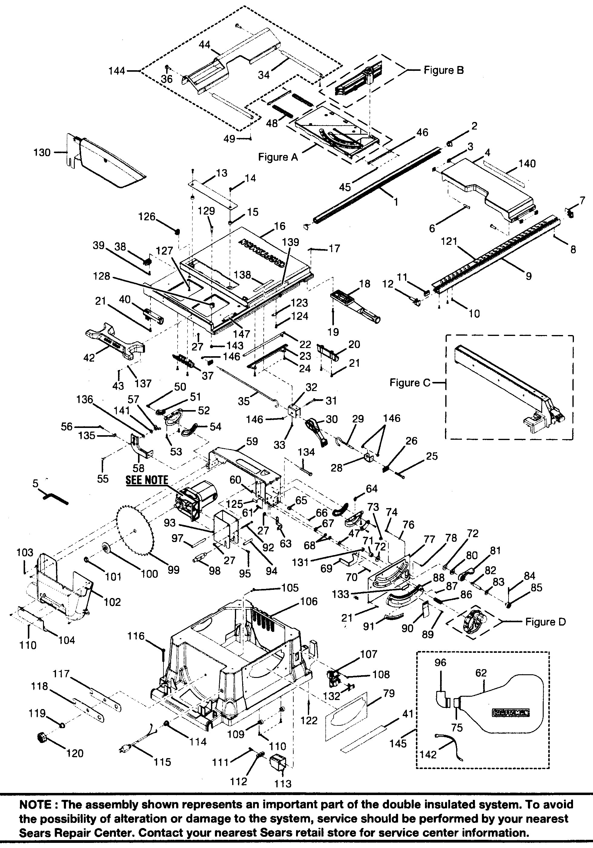 Official Craftsman 315218060 table saw parts | Sears PartsDirect