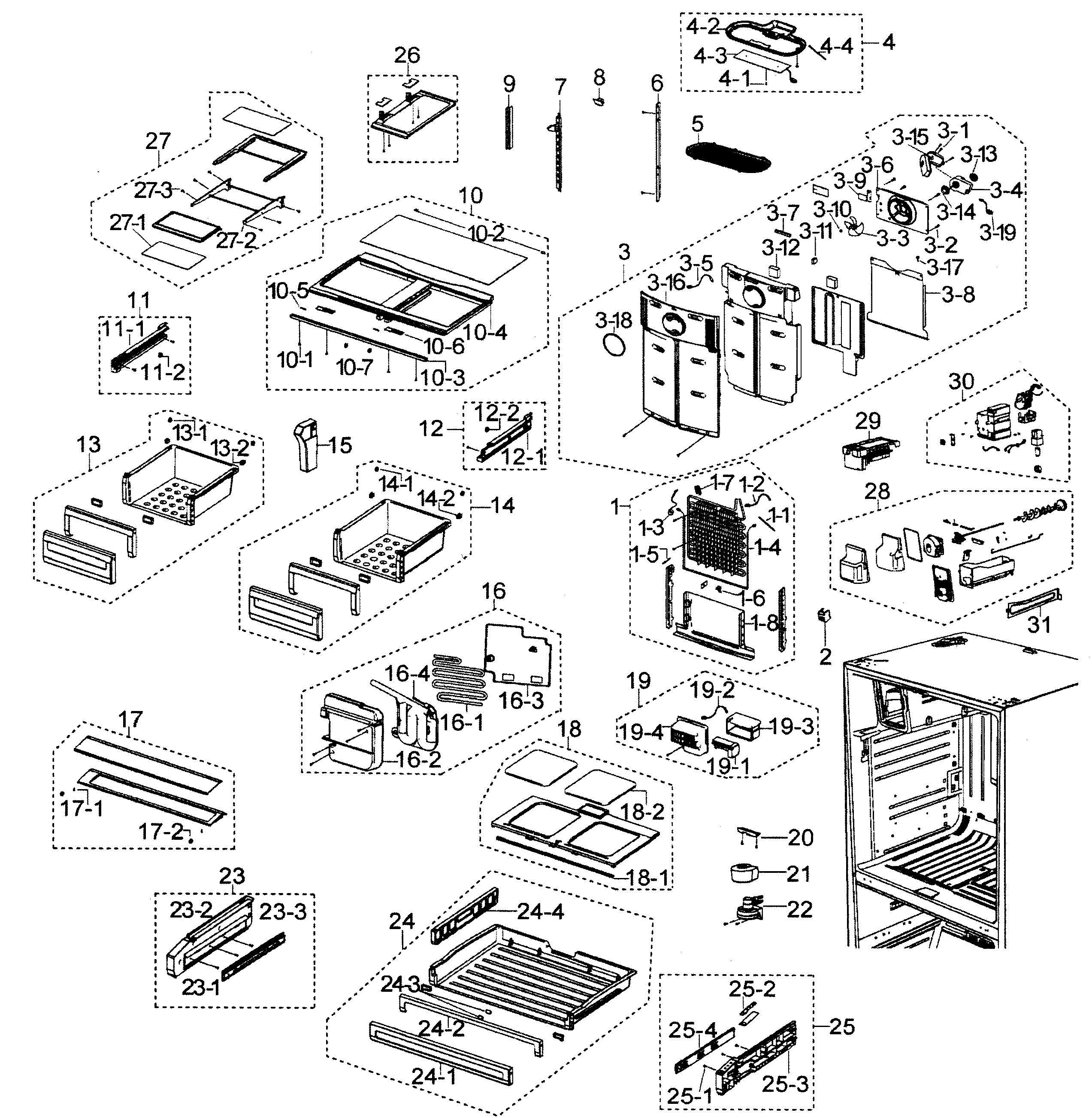 Official Samsung RFG297AARS/XAA-00 bottom-mount refrigerator parts ...