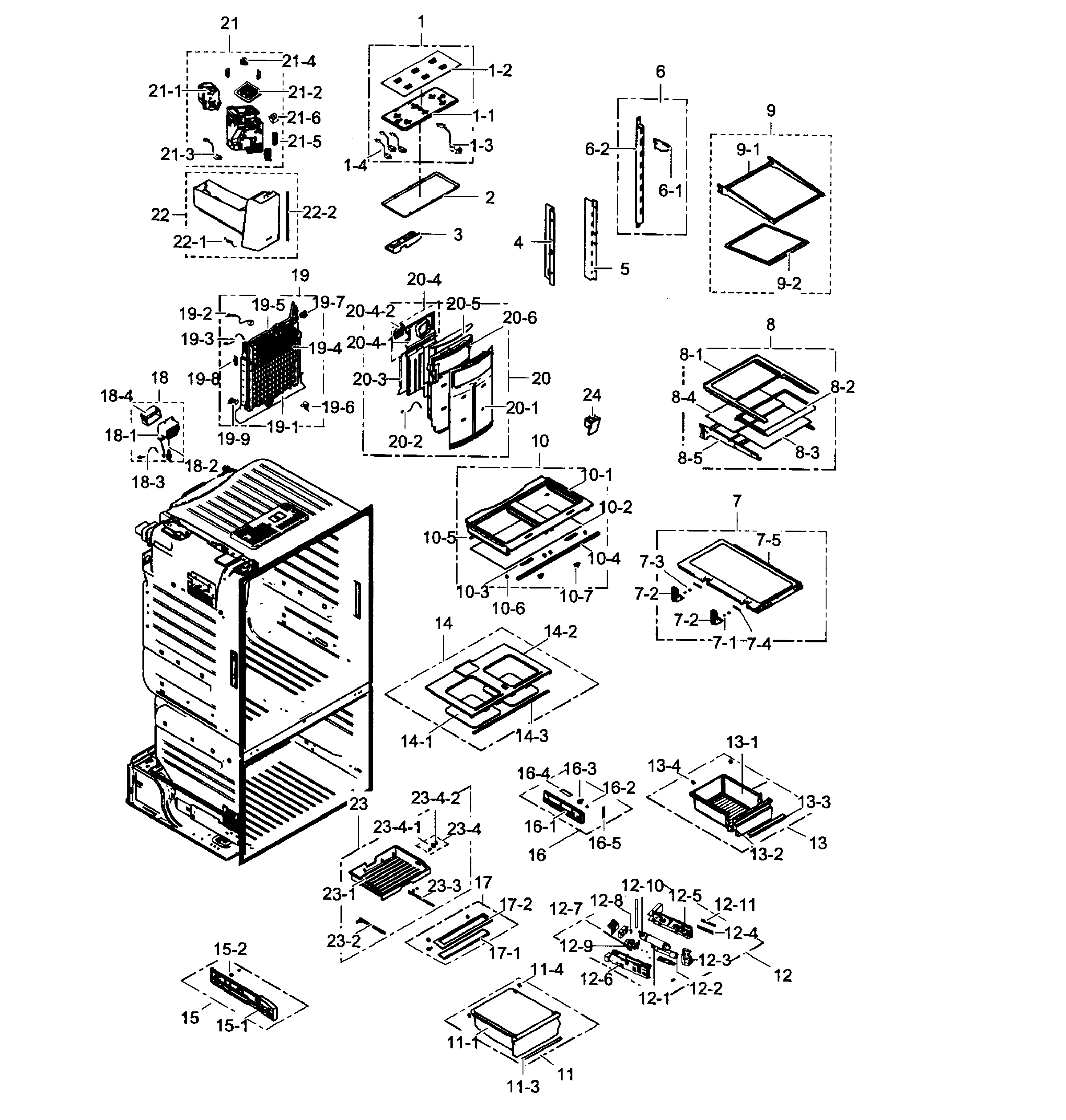 Official Samsung RF263BEAEWW/AA-01 bottom-mount refrigerator parts ...