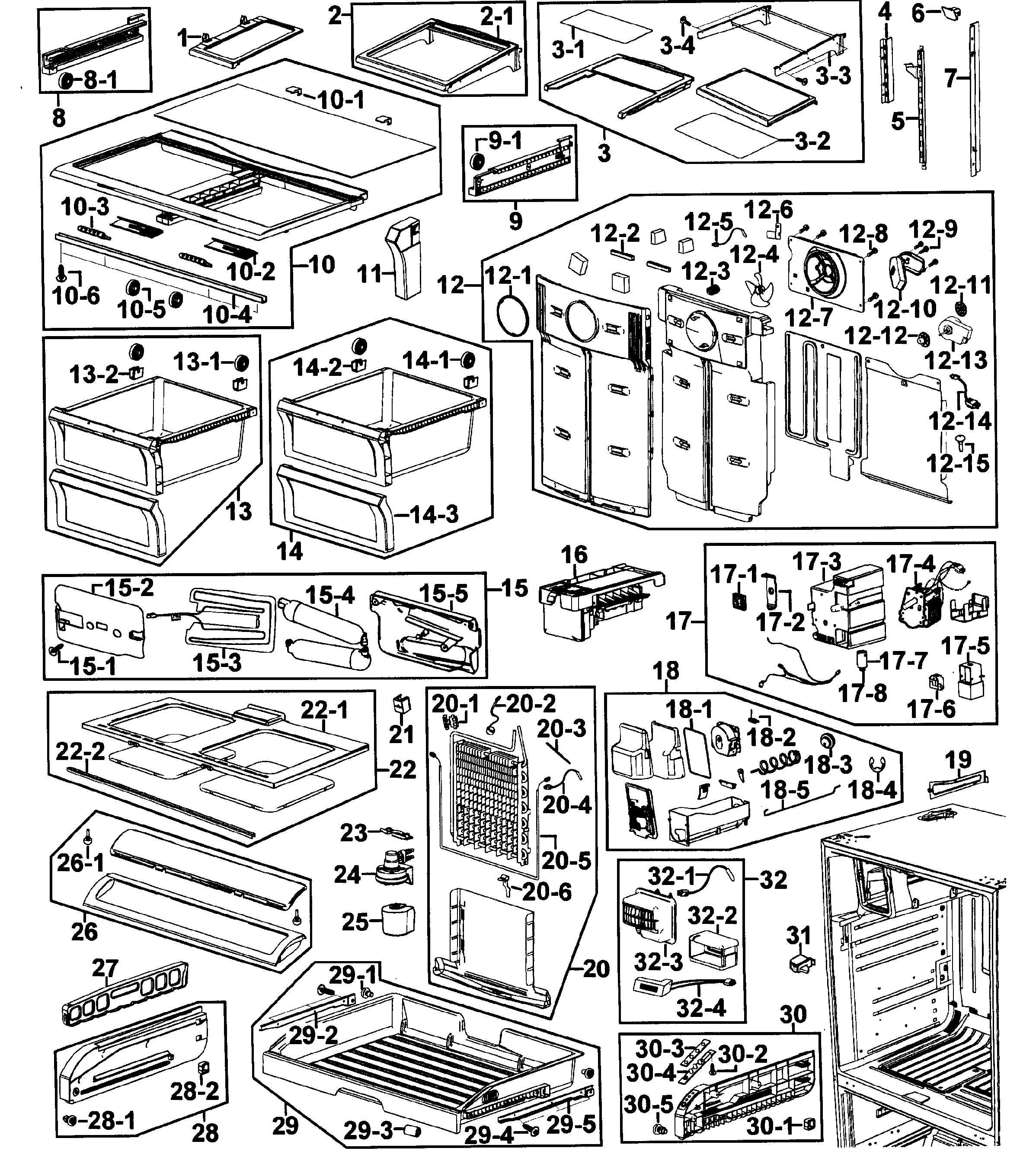 Page - 2 Samsung RF267AEWP/XAA-00 bottom-mount refrigerator Parts ...
