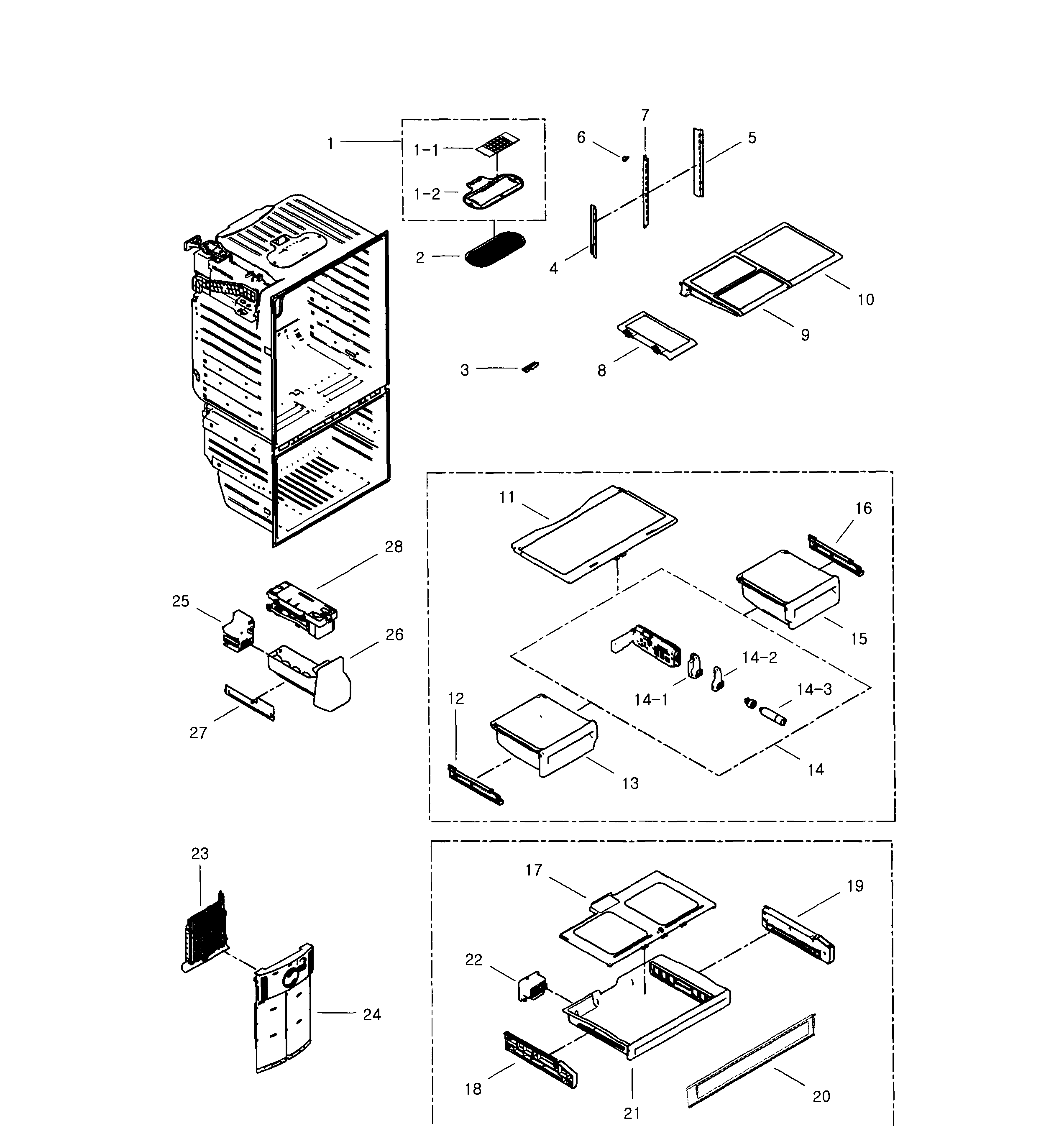 Official Samsung RFG297HDRS/XAA-01 bottom-mount refrigerator parts ...