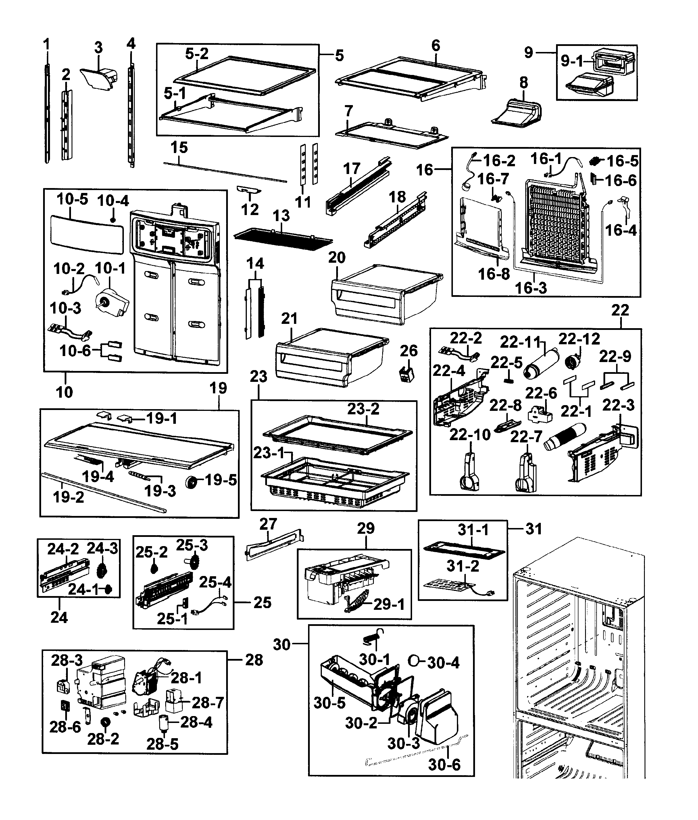 Official Samsung RF4289HARS/XAA-00 bottom-mount refrigerator parts ...