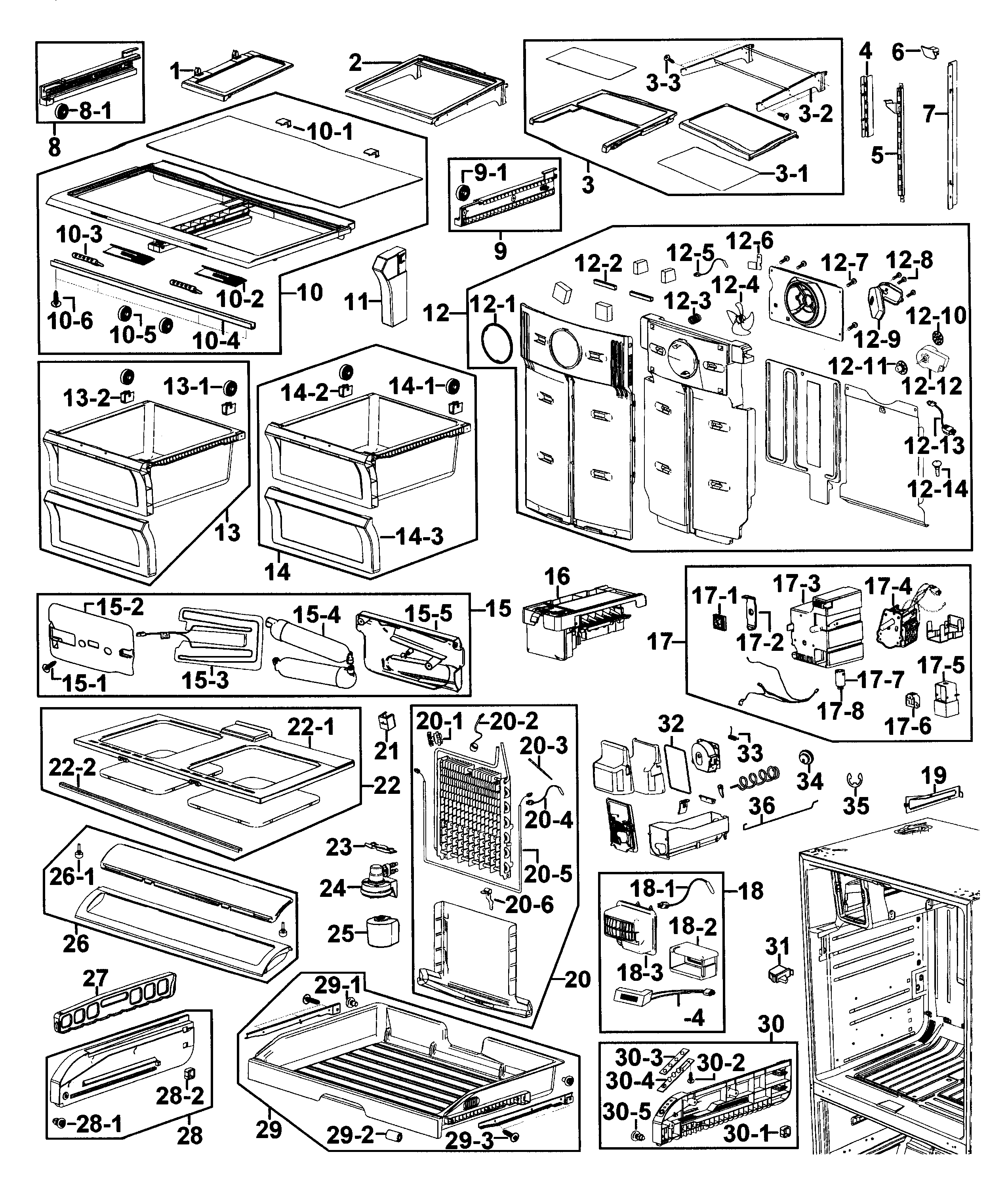 Official Samsung RF267AERS/XAA-01 bottom-mount refrigerator parts ...