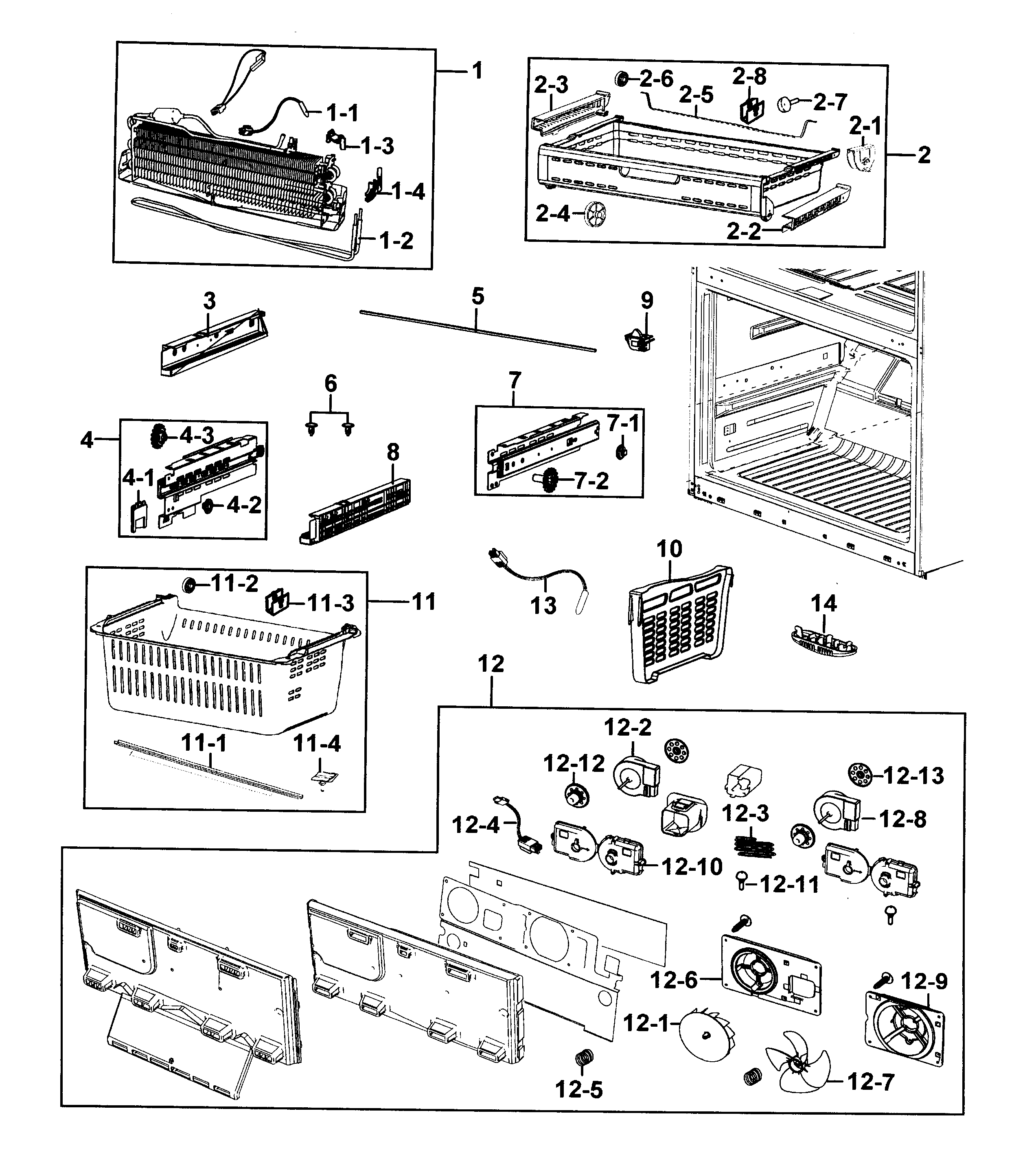 Official Samsung RF4287HARS/XAA-00 bottom-mount refrigerator parts ...
