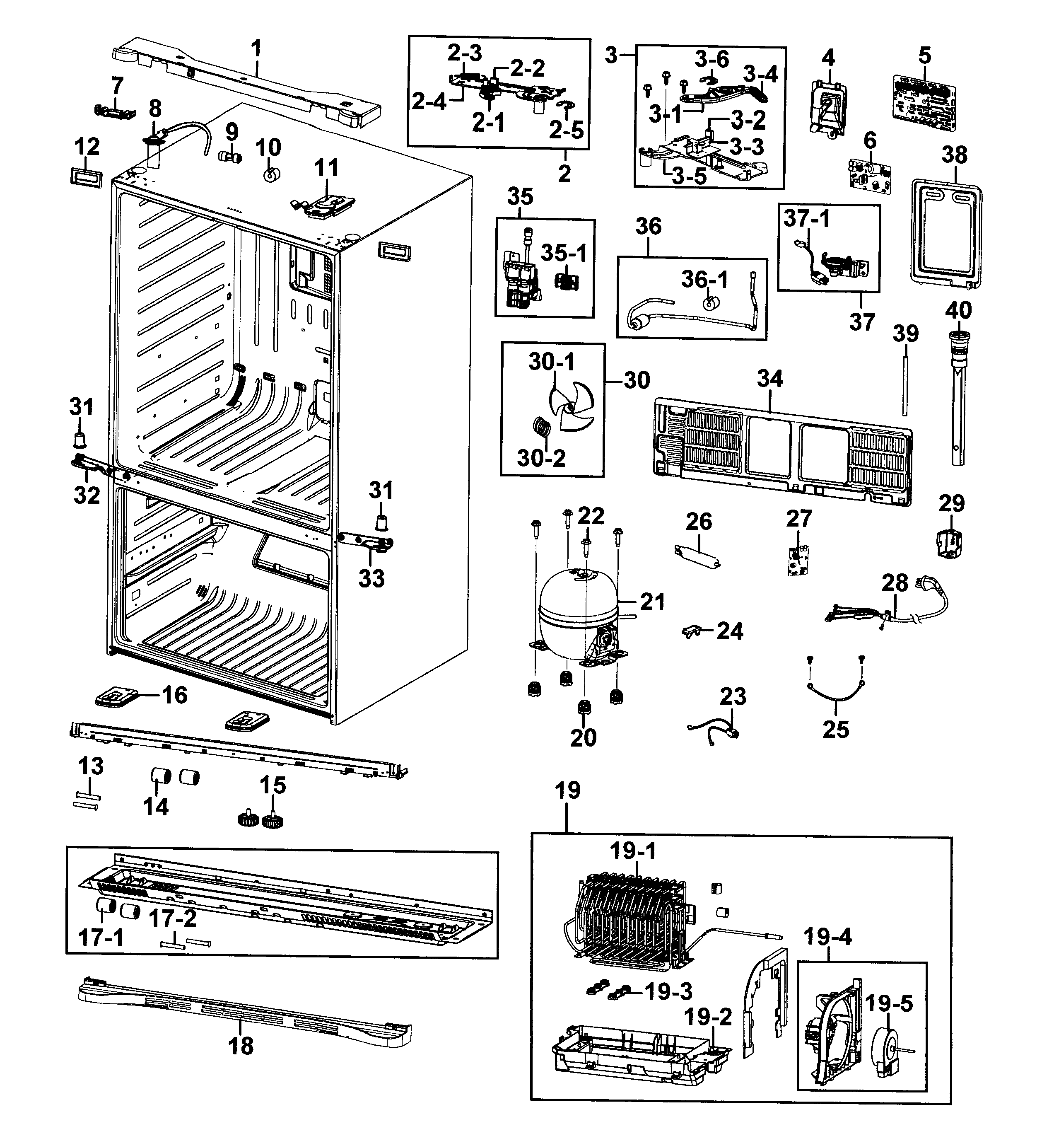 Official Samsung RF4287HARS/XAA-00 bottom-mount refrigerator parts ...