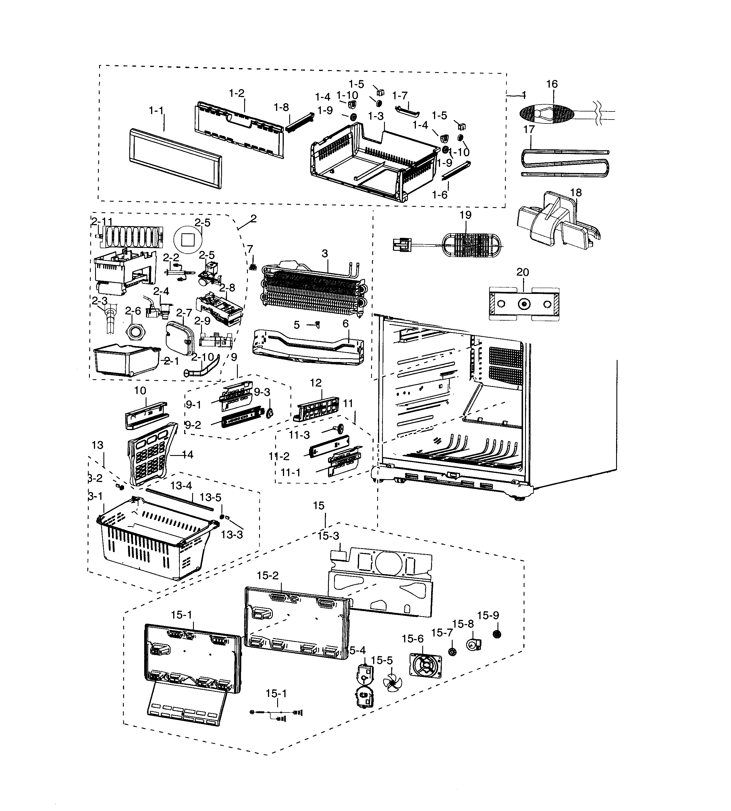 Official Samsung RF18HFENBSP/AA-00 bottom-mount refrigerator parts ...