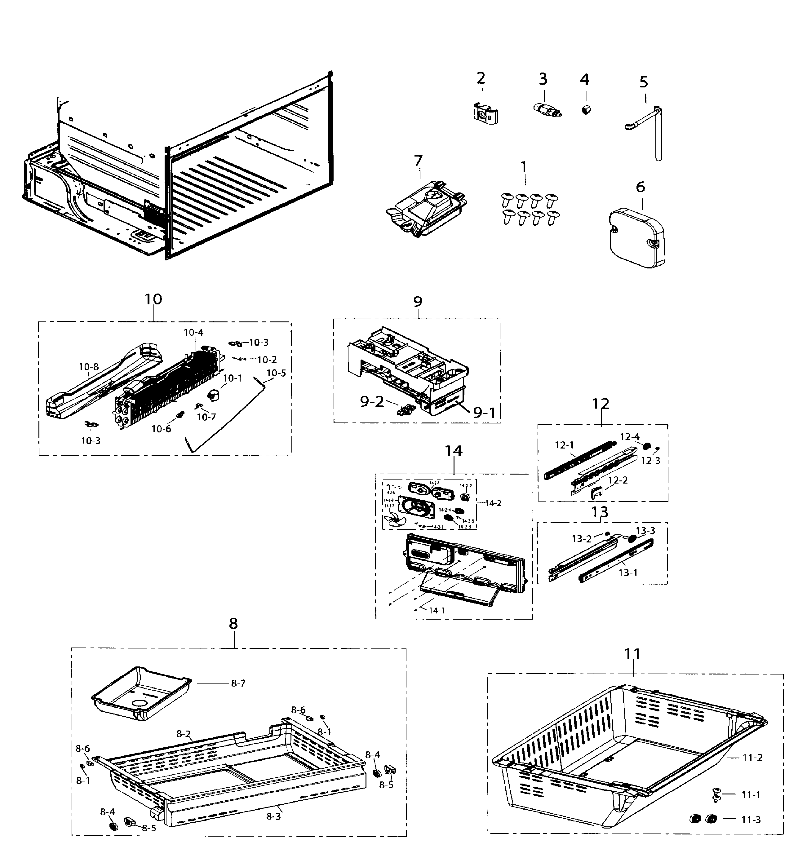 Official Samsung RF260BEAEBC/AA-02 bottom-mount refrigerator parts ...