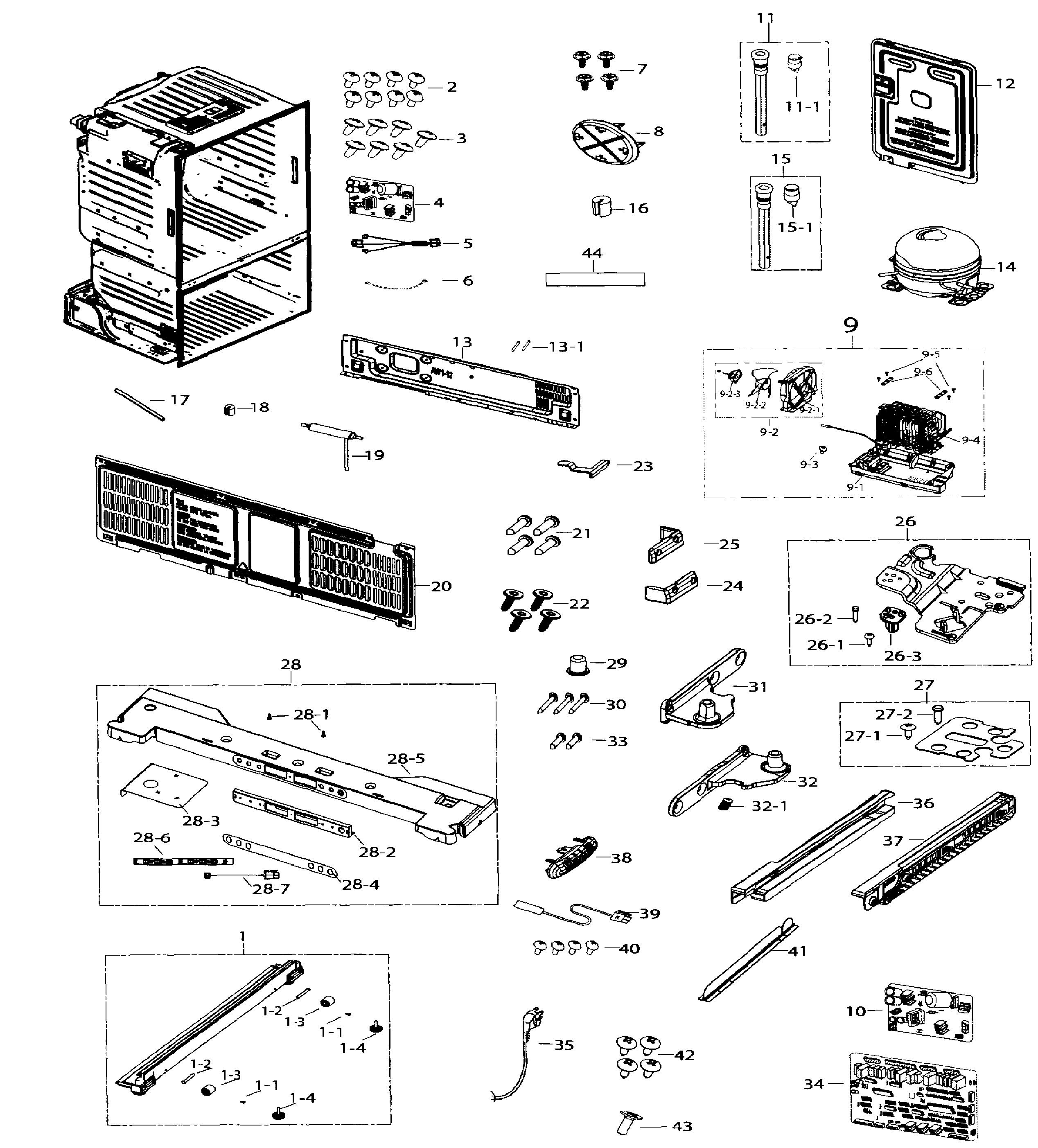 Official Samsung RF260BEAEBC/AA-02 bottom-mount refrigerator parts ...