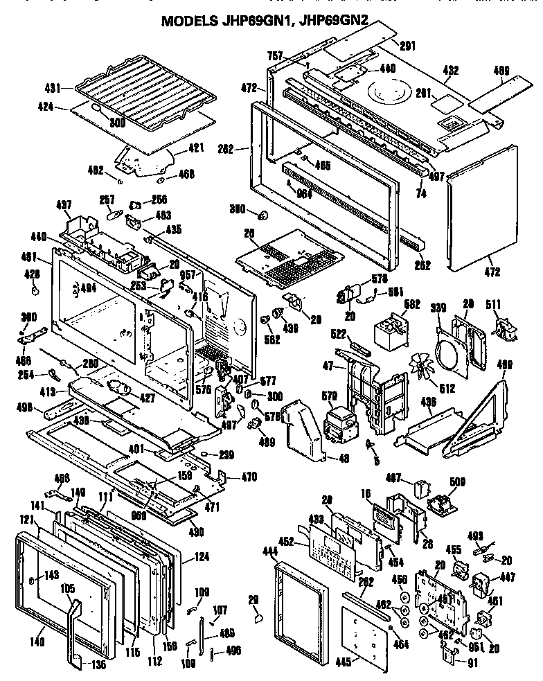Page - 23 Official GE JHP69GN1 range/microwave combo parts | Sears ...