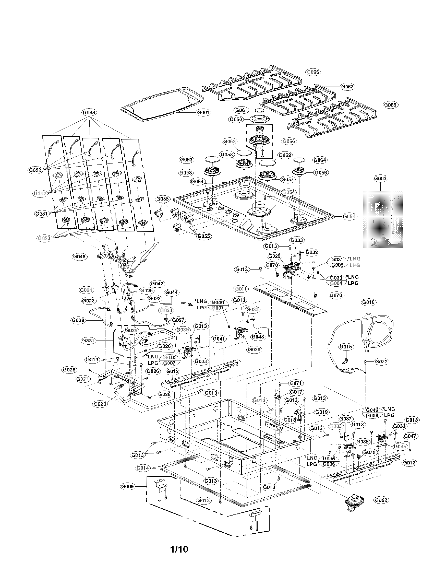 LG LCG3691ST/00 gas cooktop Parts | Diagrams, Manuals, Installation ...