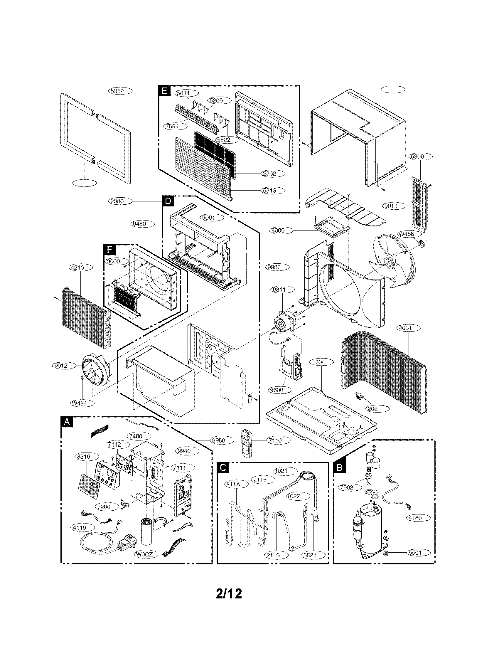 Page - 5 Official LG LT1230HR room air conditioner parts | Sears ...