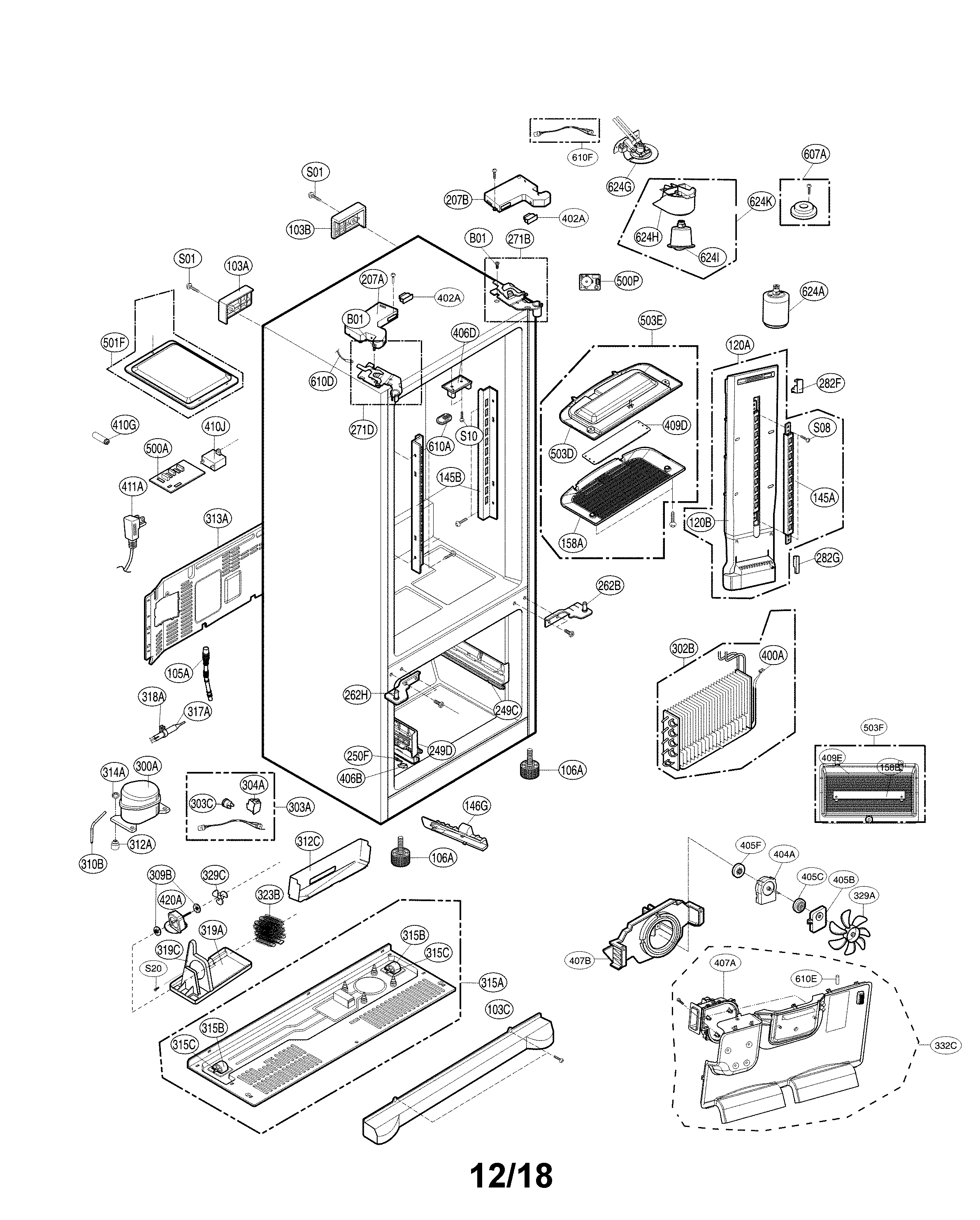 Official LG LFX25973ST/05 bottom-mount refrigerator parts | Sears ...
