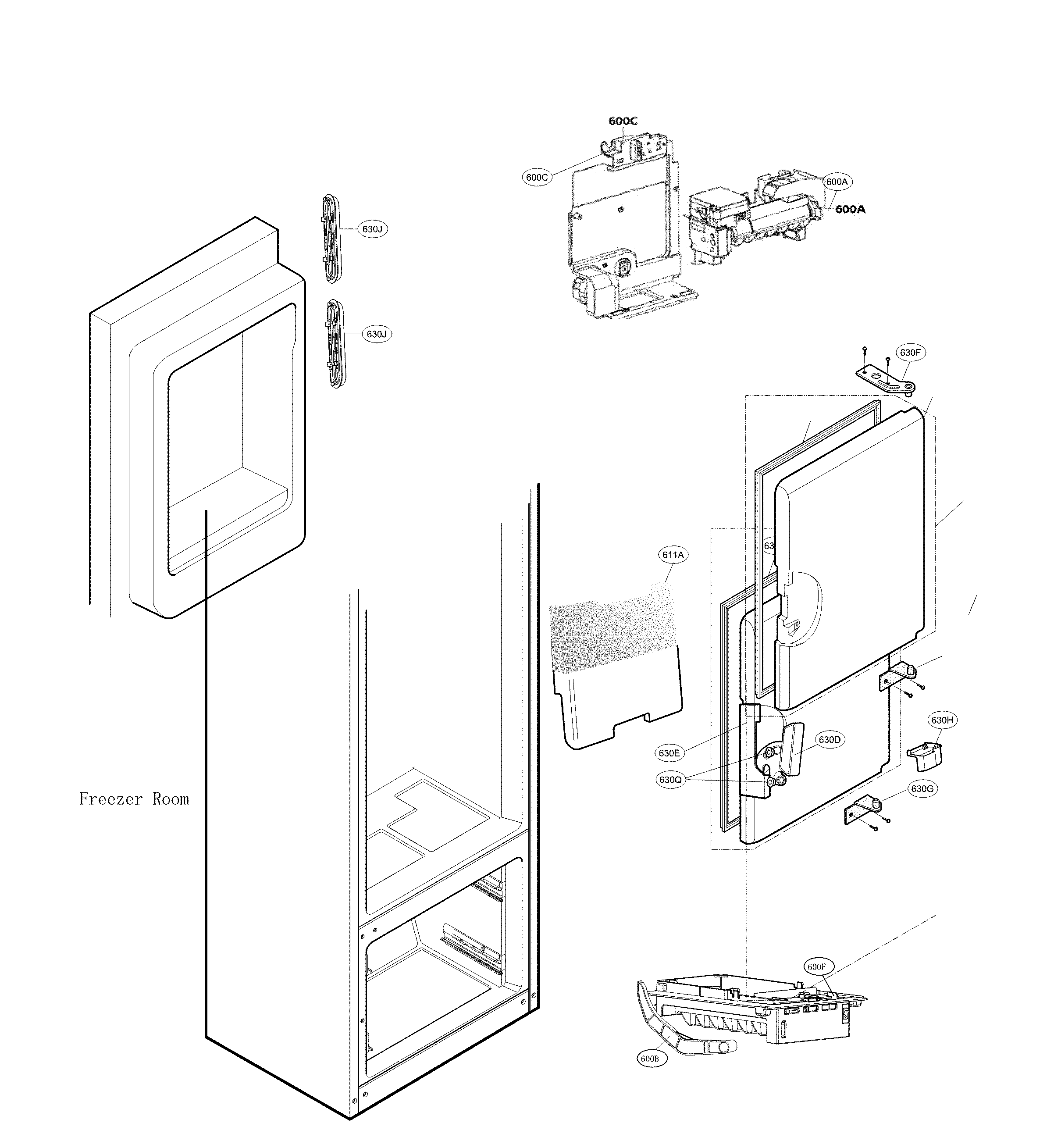 Official LG LFXS26973D/00 bottom-mount refrigerator parts | Sears ...