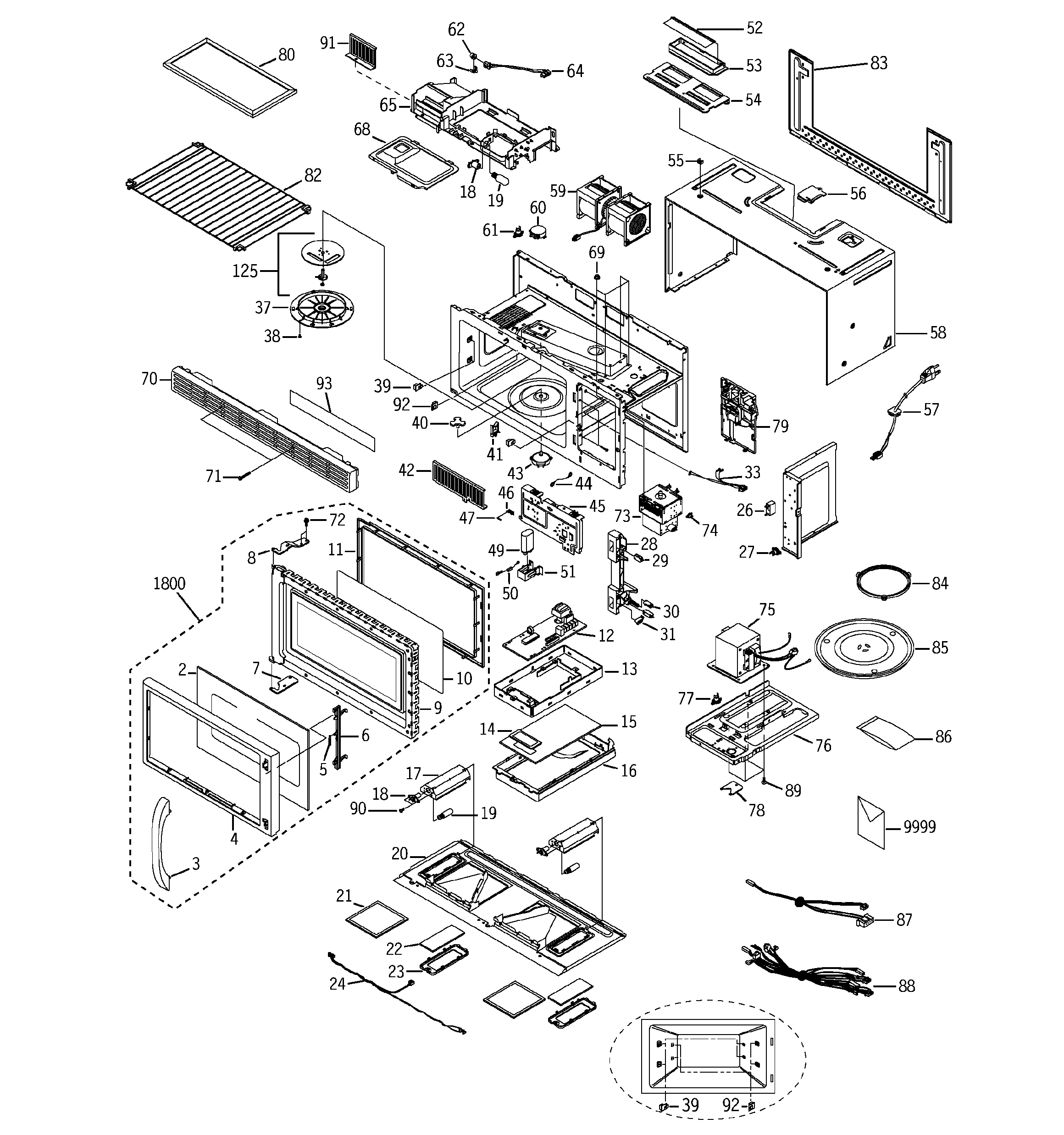 Page - 27 Official GE JVM1650BB007 microwave/hood combo parts | Sears ...