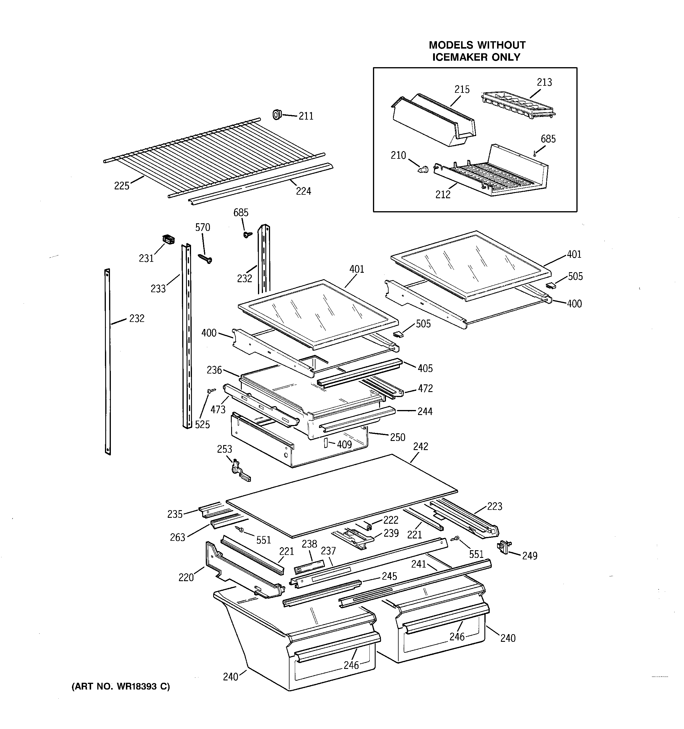 Page - 21 Official GE TBX22QAYDRWW top-mount refrigerator parts | Sears ...