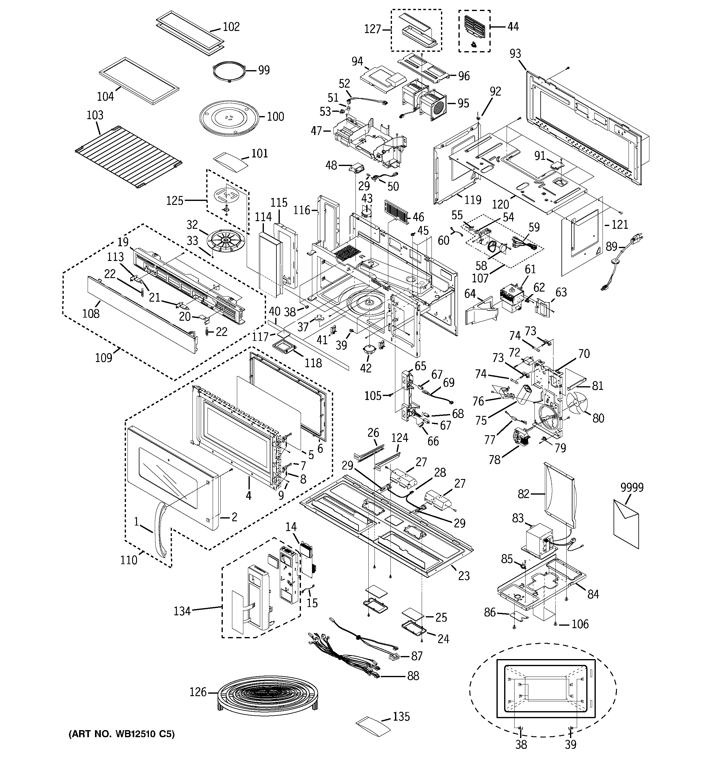 Page - 12 Official GE JVM3660BF001 microwave/hood combo parts | Sears ...