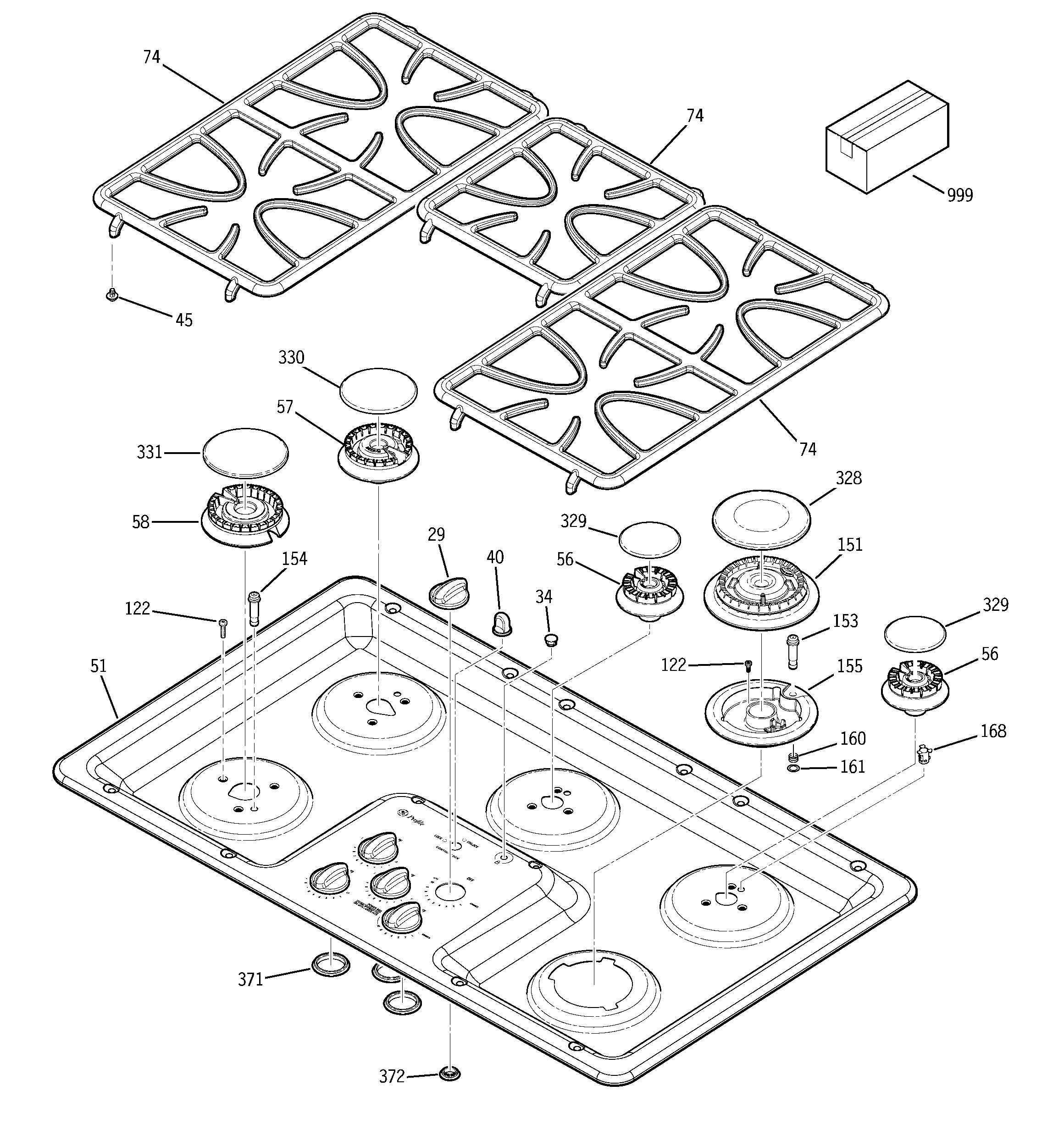 Page - 5 Official GE JGP975SEK2SS gas cooktop parts | Sears PartsDirect