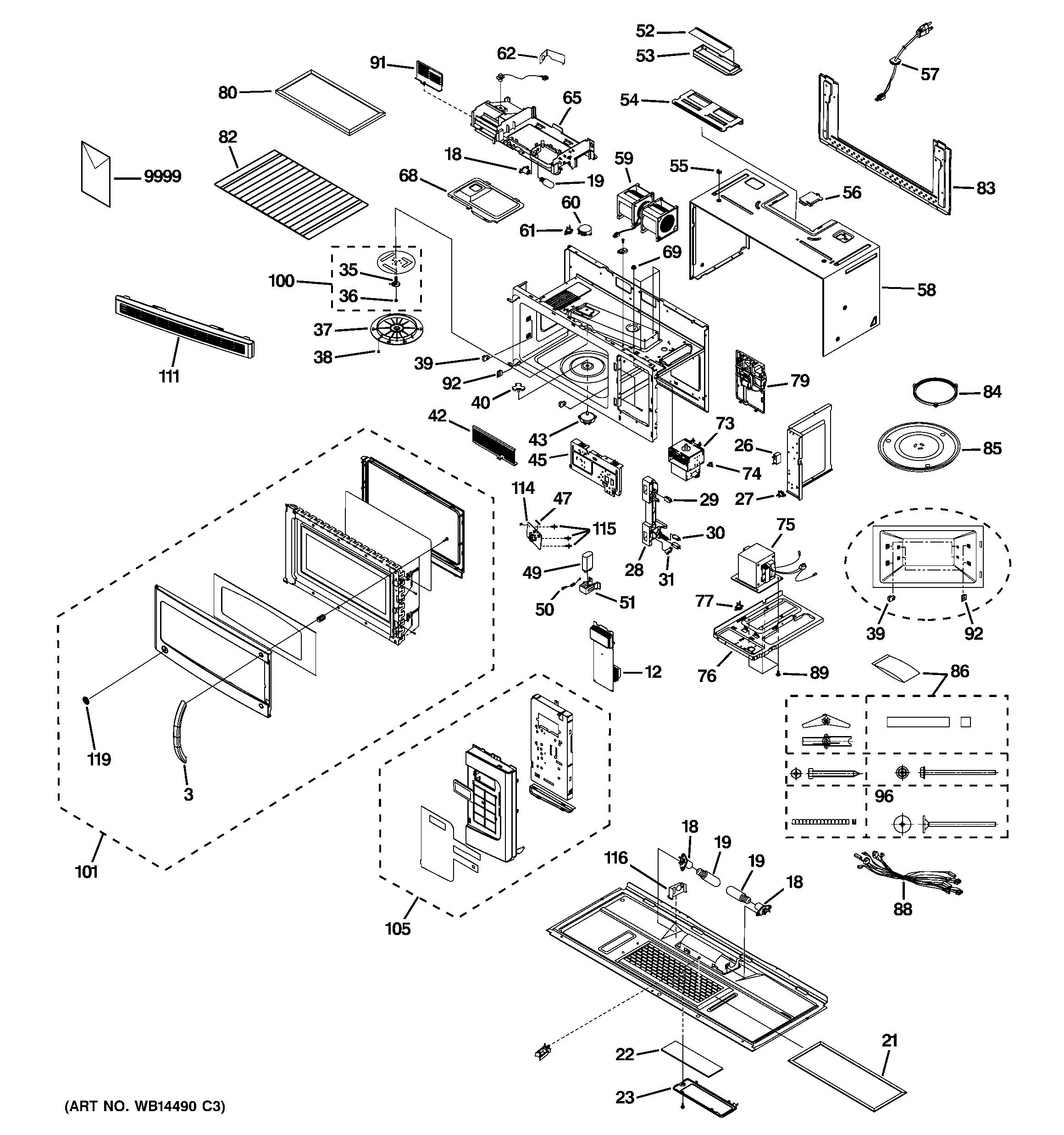 Page - 9 Official GE HVM1540DN2WW microwave/hood combo parts | Sears ...