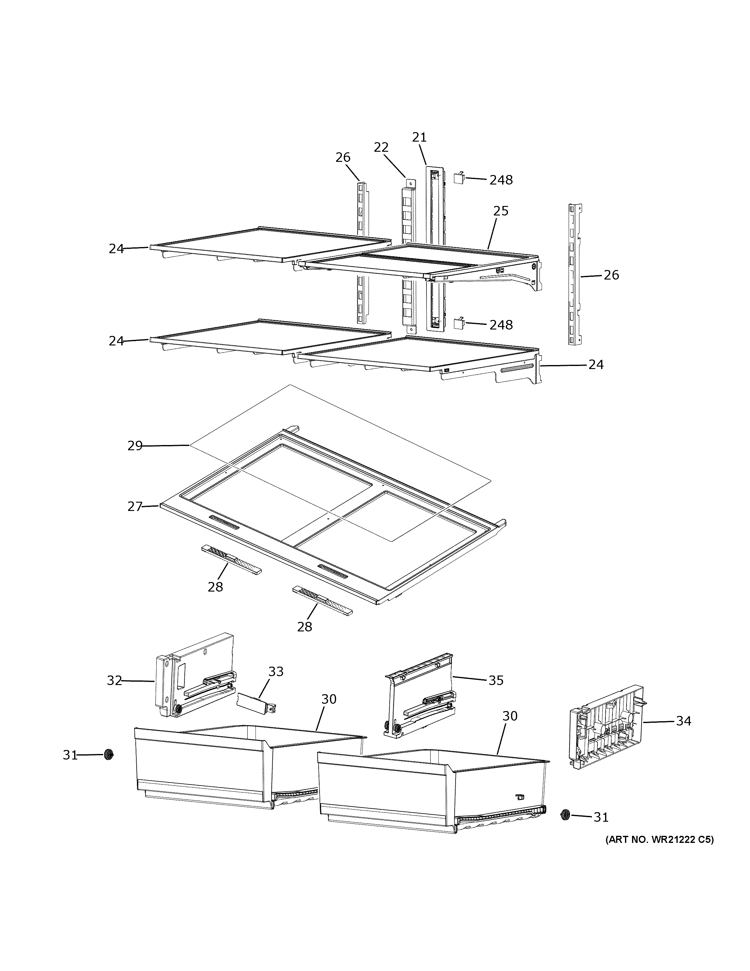 Official GE PJE23BYWBFS bottom-mount refrigerator parts | Sears PartsDirect