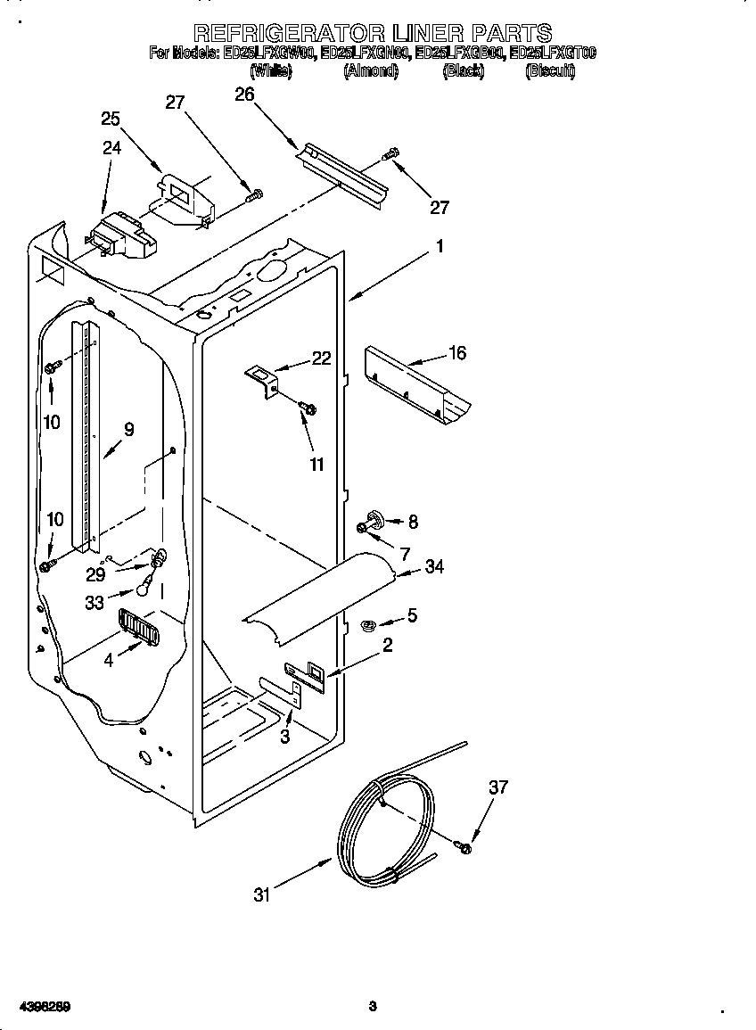 Page - 31 Whirlpool ED25LFXGW00 side-by-side refrigerator Parts ...