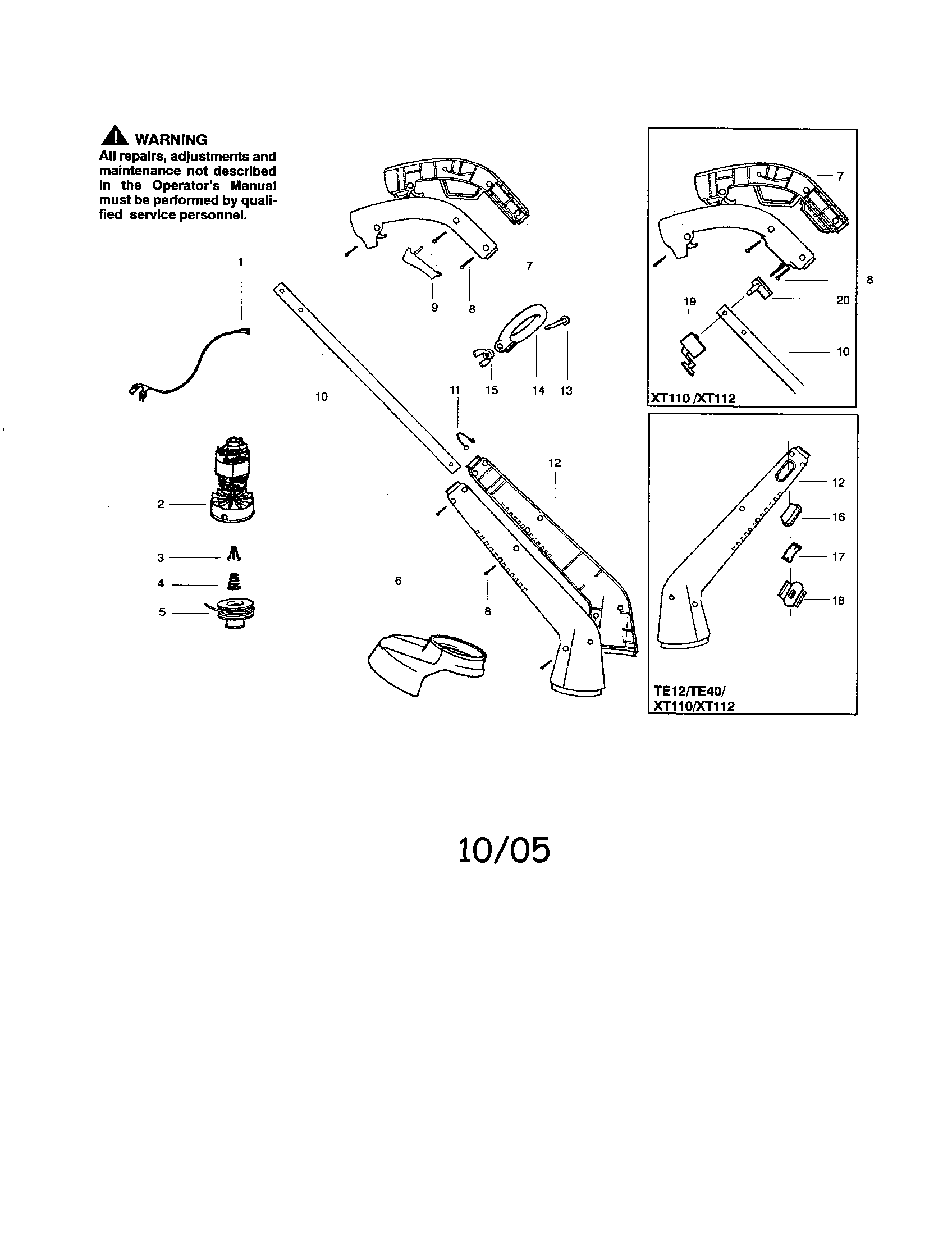 Page - 6 Official Weed Eater XT112 TYPE 4 electric line trimmer parts ...