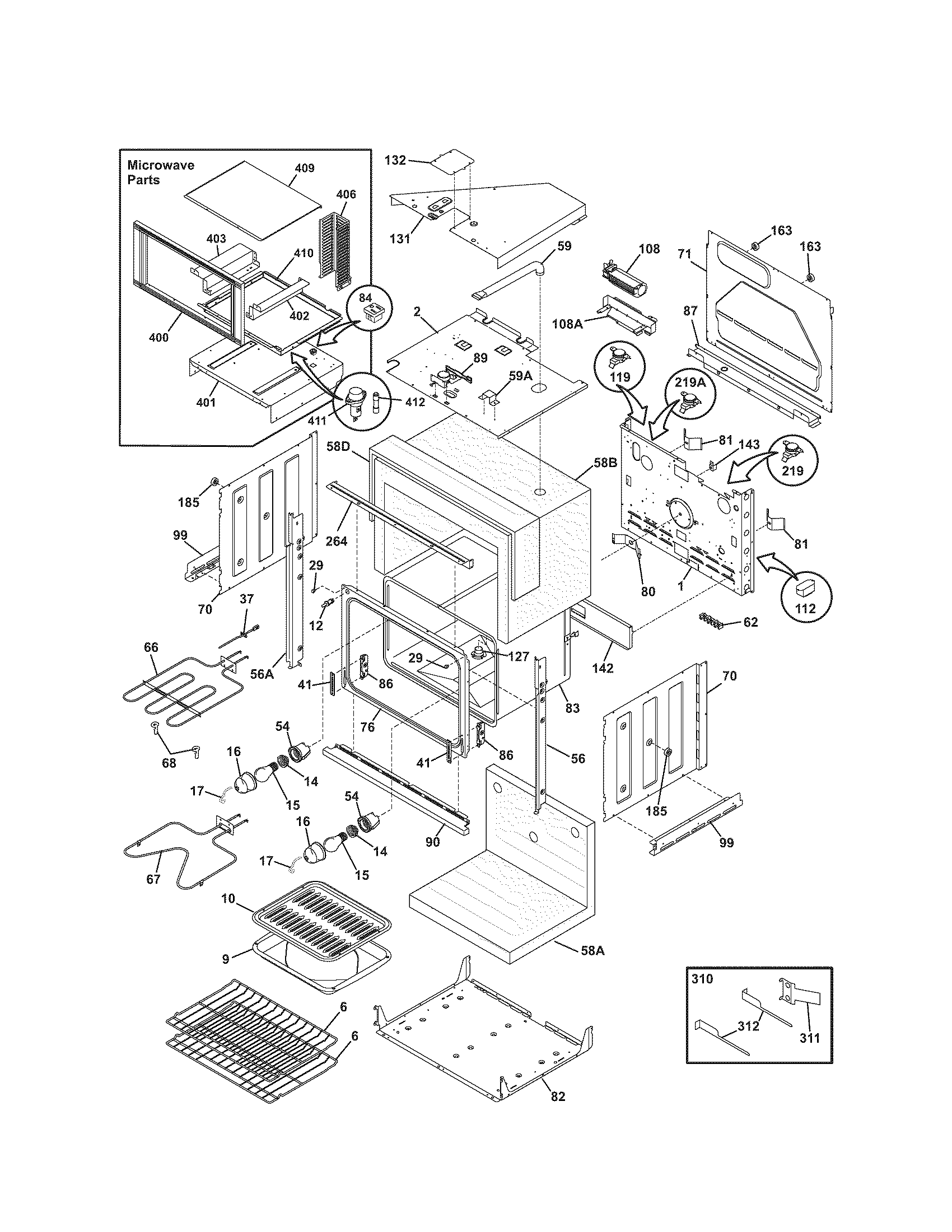 Official Kenmore 79047852403 wall oven/microwave combo parts | Sears ...
