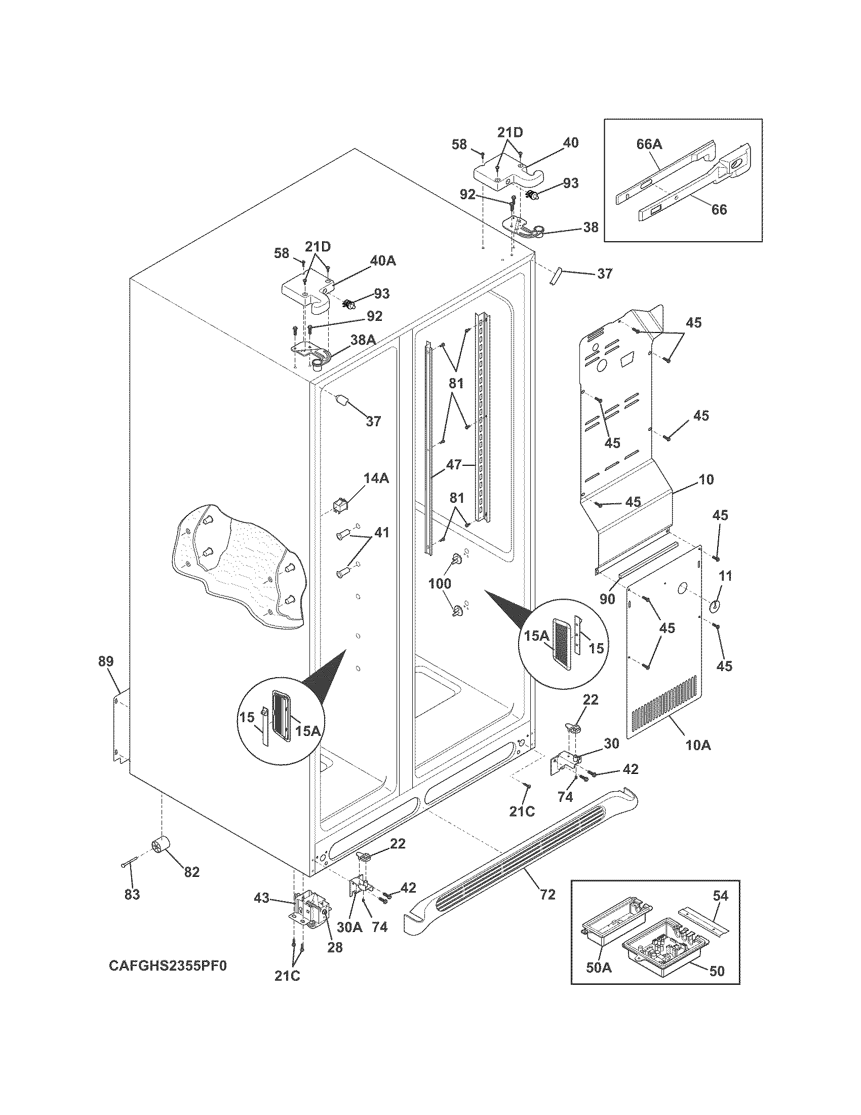 Official Frigidaire FGHS2355PF5A side-by-side refrigerator parts ...